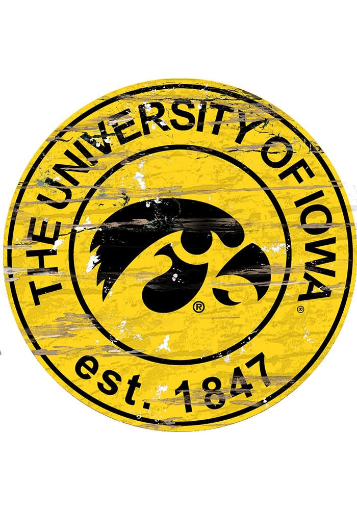 Iowa Hawkeyes YELLOW Established Date Circle 24 Inch Sign - 32621214