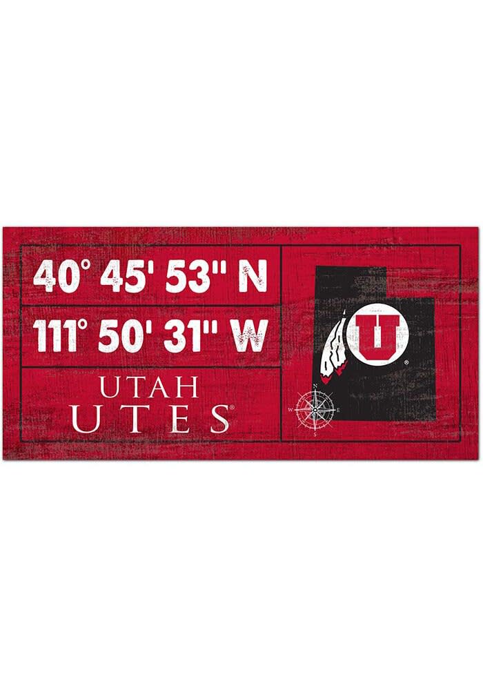 Utah Utes Horizontal Coordinate Sign Red - 326212320