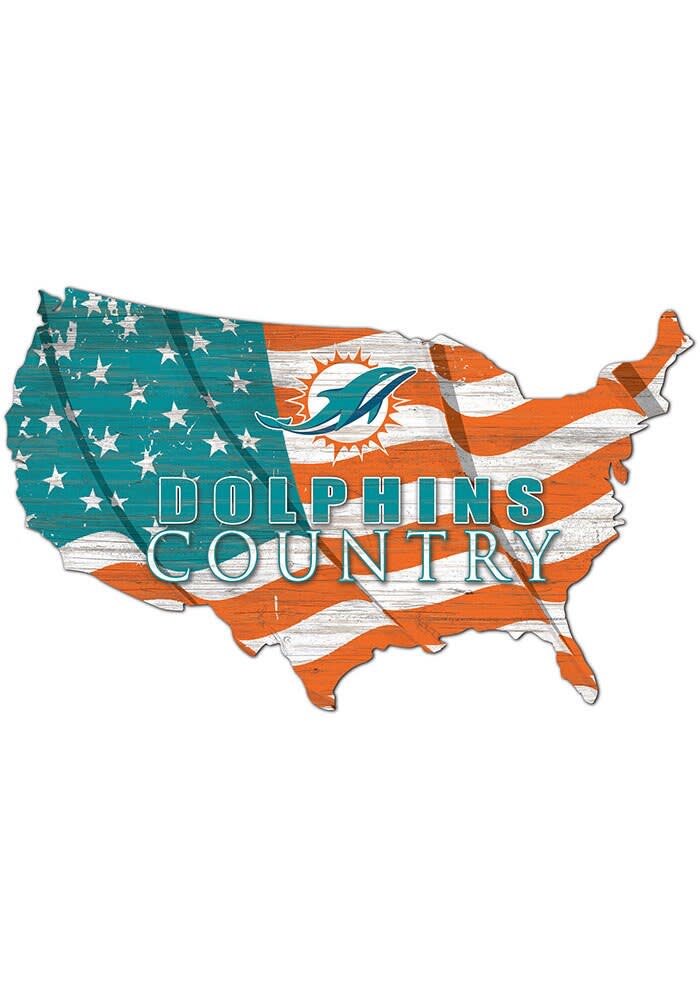Miami Dolphins USA Shape Flag Cutout Sign GREEN - 32621233