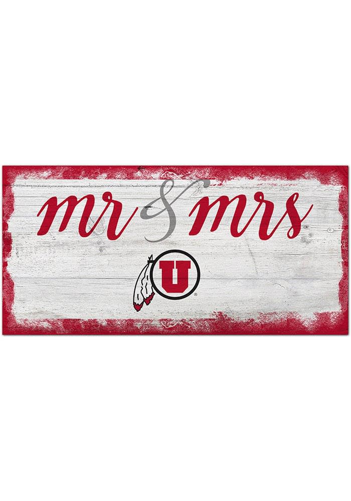 Utah Utes Script Mr and Mrs Sign Red - 326212330