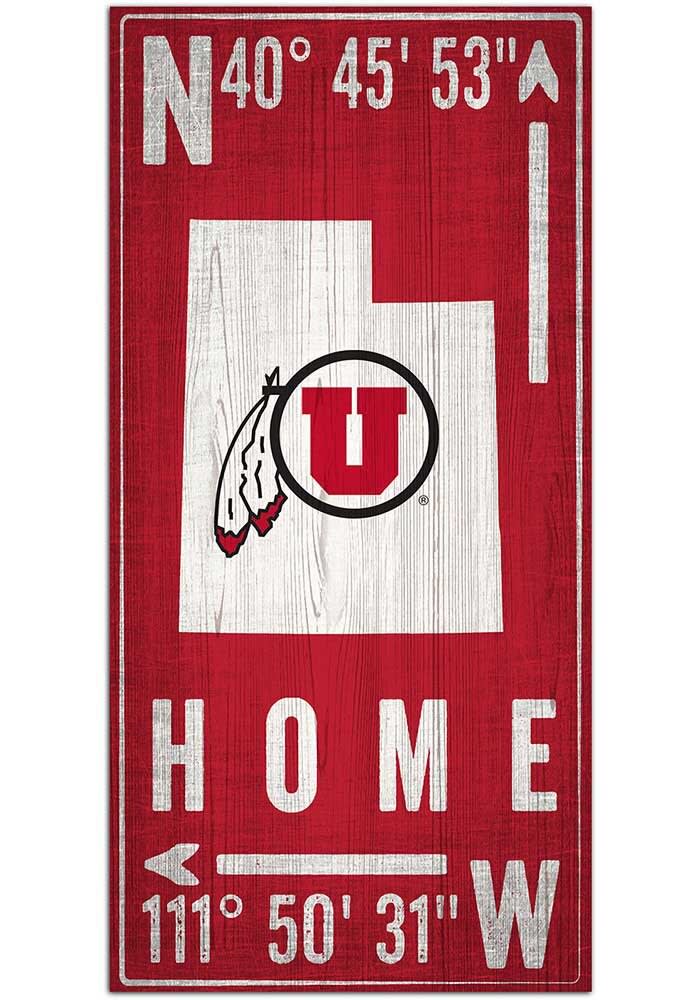 Utah Utes Coordinate Sign Red - 326212352