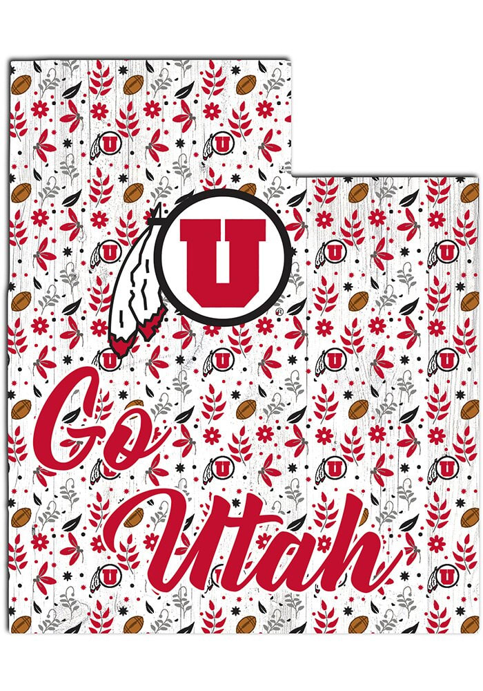 Utah Utes Floral State Sign Red - 326212409