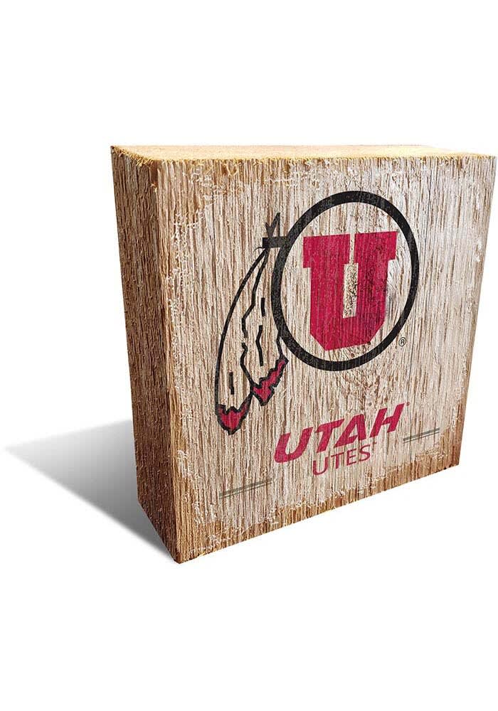 Utah Utes Logo Block Sign Red - 326212433