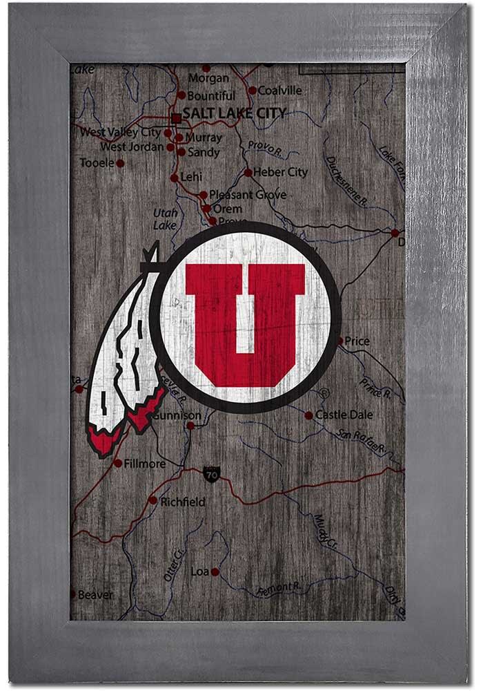 Utah Utes City Map Sign Red - 326212505