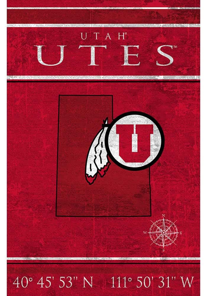 Utah Utes Coordinates 17x26 Sign Red - 326212557
