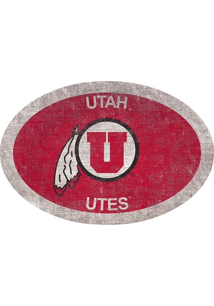 Utah Utes 46 Inch Oval Team Sign Red - 326212568