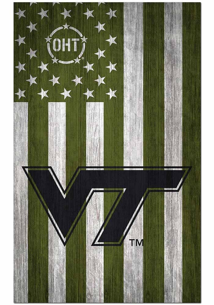 Virginia Tech Hokies 11x19 OHT Military Flag Sign MAROON - 326212755