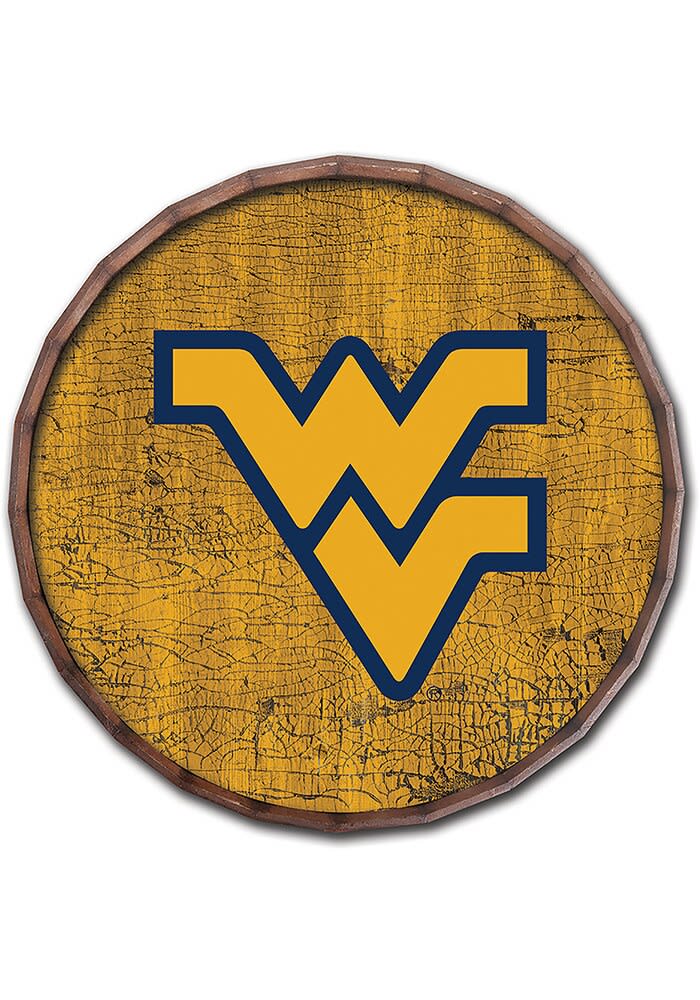 West Virginia Mountaineers Cracked Color 16 Inch Barrel Top Sign Blue ...
