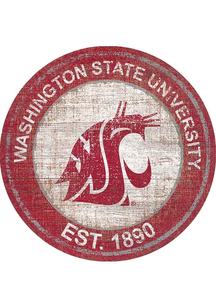 Washington State Cougars Round Heritage Logo Sign RED - 326214057