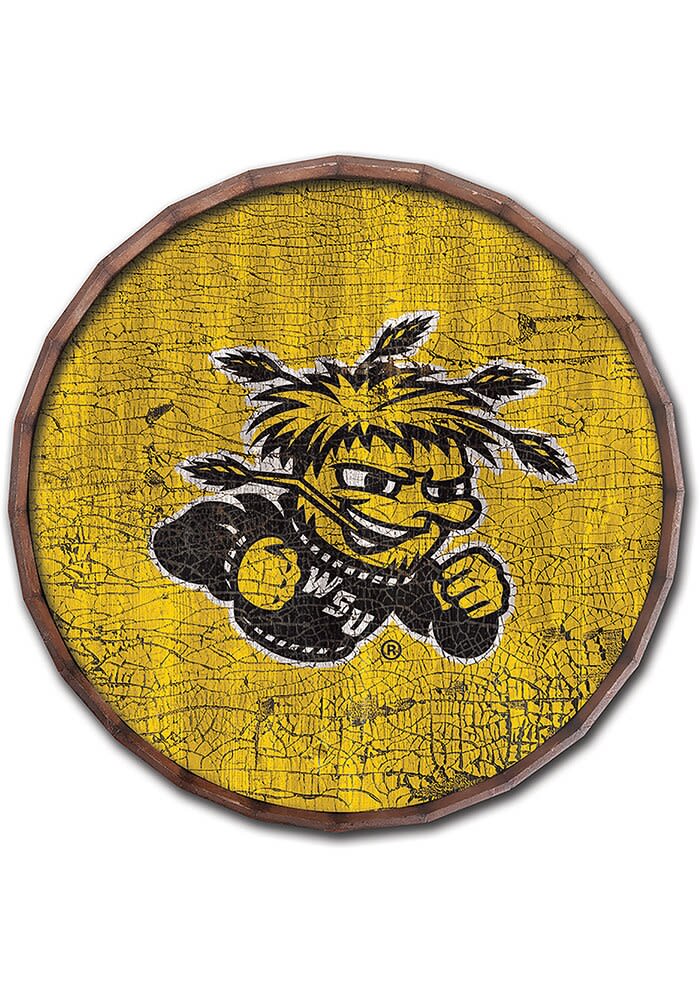Wichita State Shockers Cracked Color 16 Inch Barrel Top Sign YELLOW ...