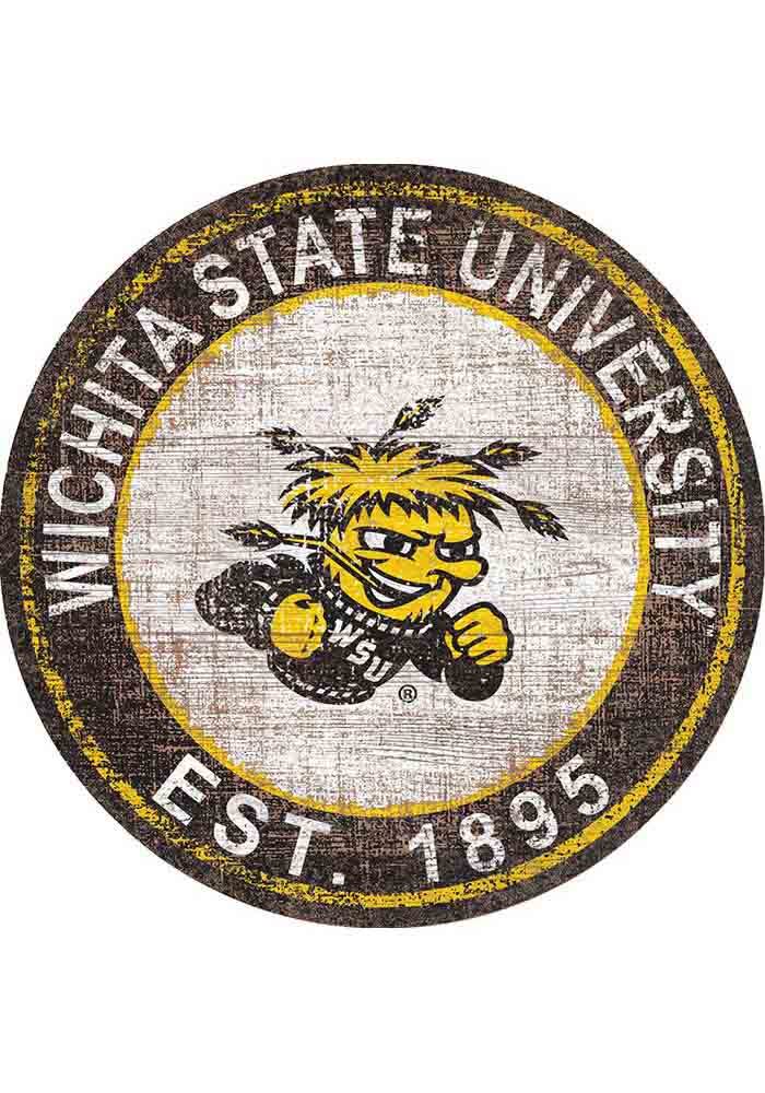 Wichita State Shockers Round Heritage Logo Sign YELLOW - 326214319