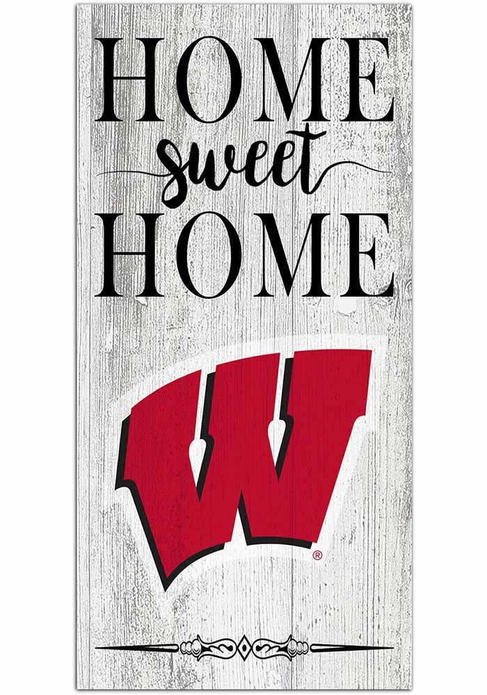 Wisconsin Badgers Home Sweet Home Whitewashed Sign Red - 326214348