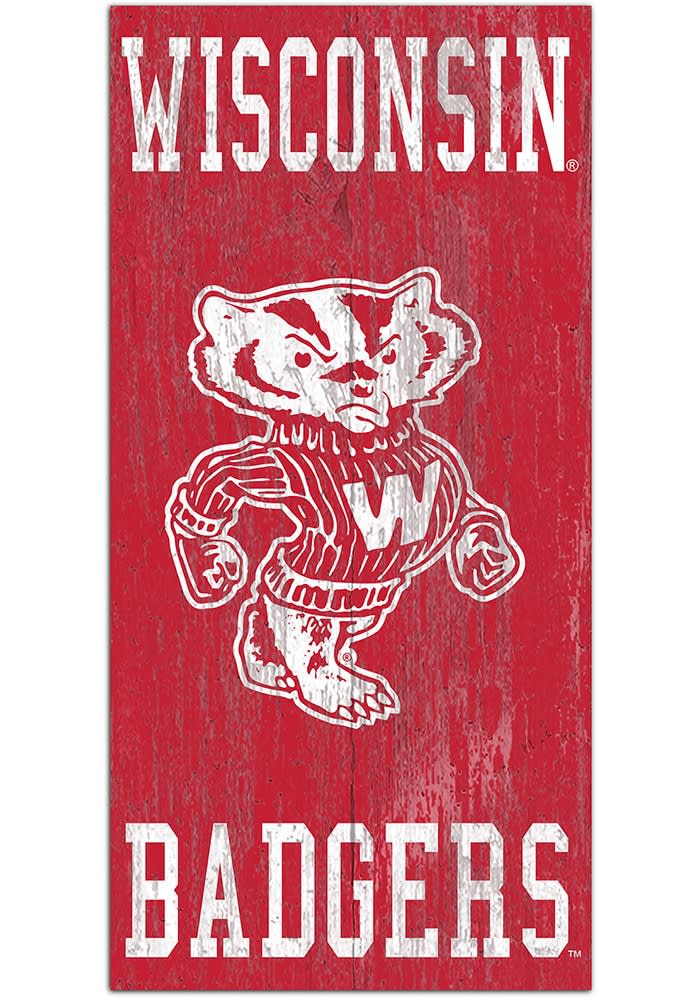 Wisconsin Badgers Heritage Logo 6x12 Sign Red - 326214349