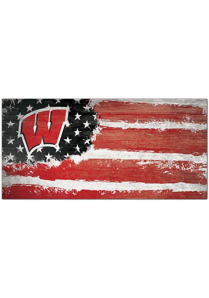 Wisconsin Badgers Flag 6x12 Sign Red - 326214409