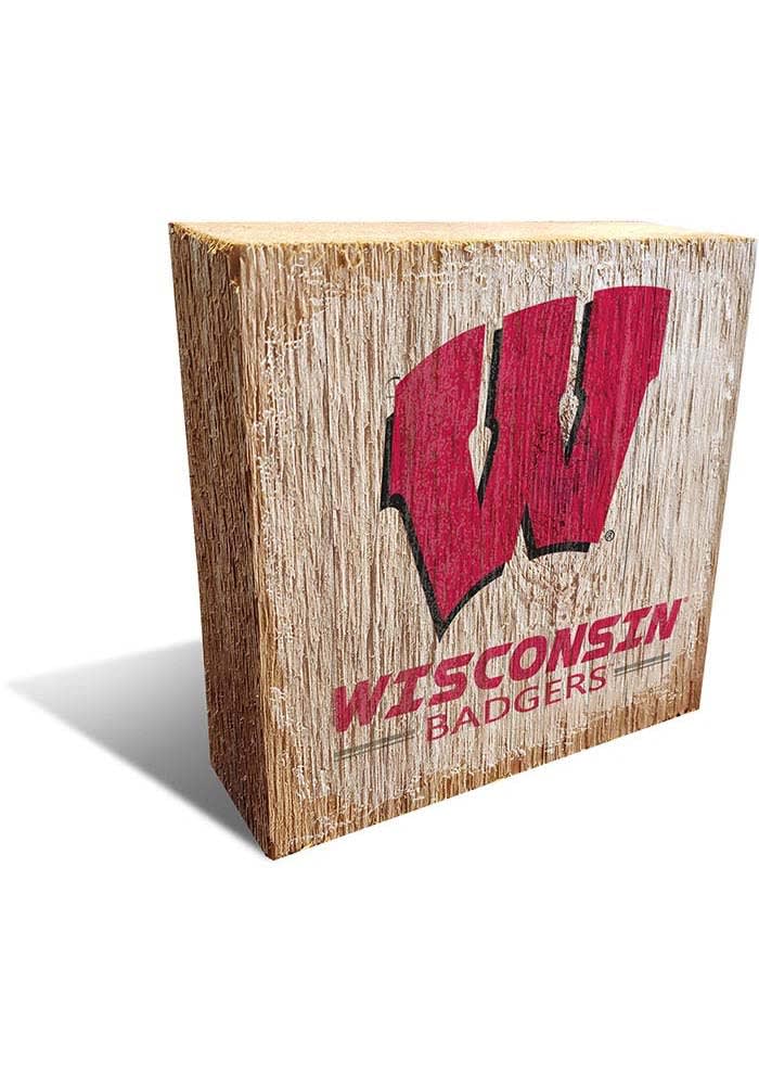 Wisconsin Badgers Red Logo Block Sign - 326214468