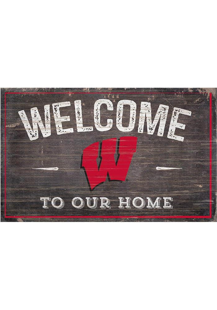 Wisconsin Badgers Red Welcome to our Home Sign - 326214523