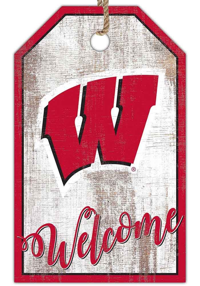 Wisconsin Badgers Red Welcome Team Tag Sign - 326214529