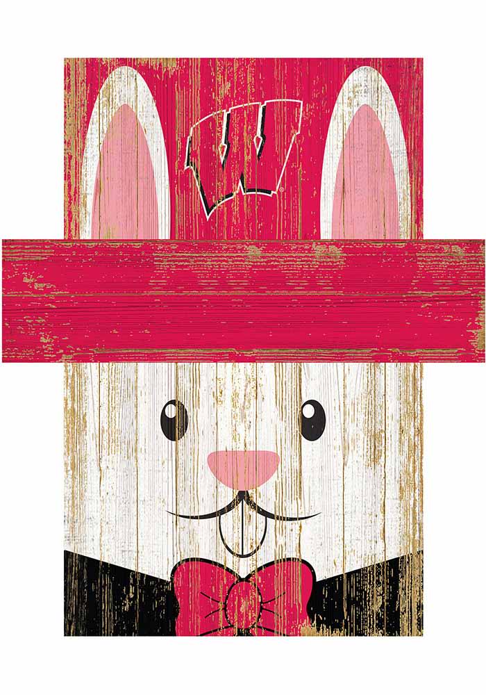 Wisconsin Badgers Red Easter Bunny Head Sign - 326214549