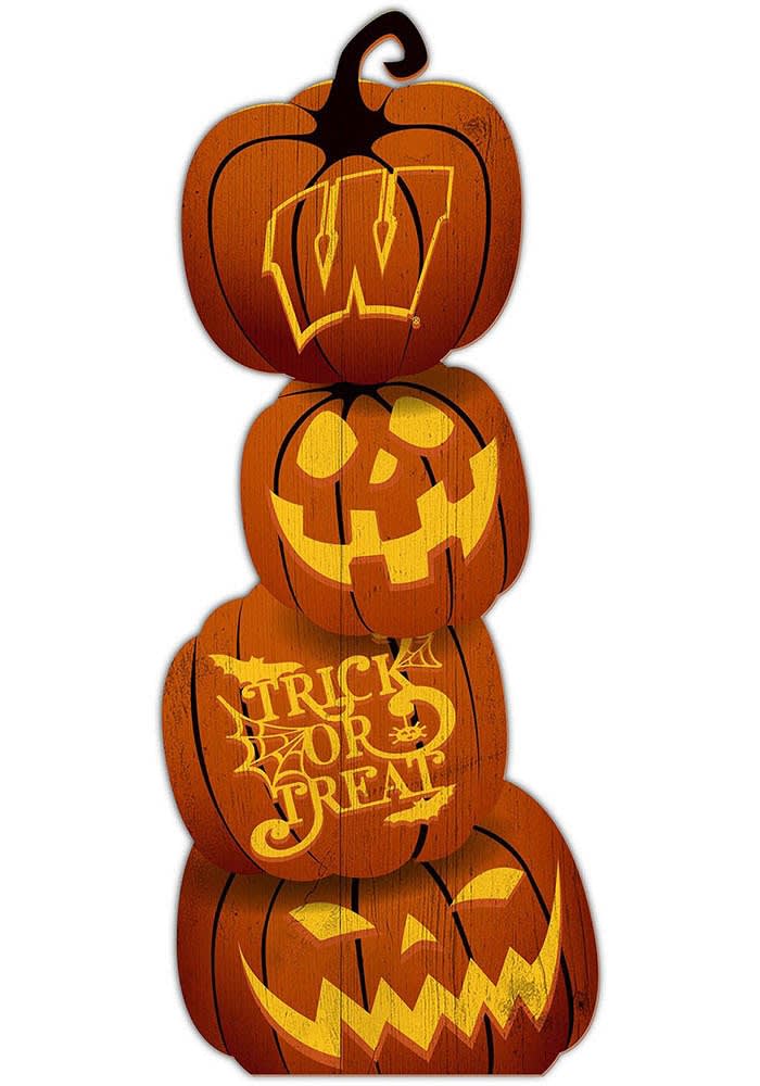 Wisconsin Badgers Red Pumpkin Stack Leaner Sign - 326214569
