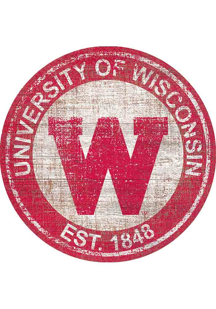 Wisconsin Badgers Red Round Heritage Logo Sign - 326214589