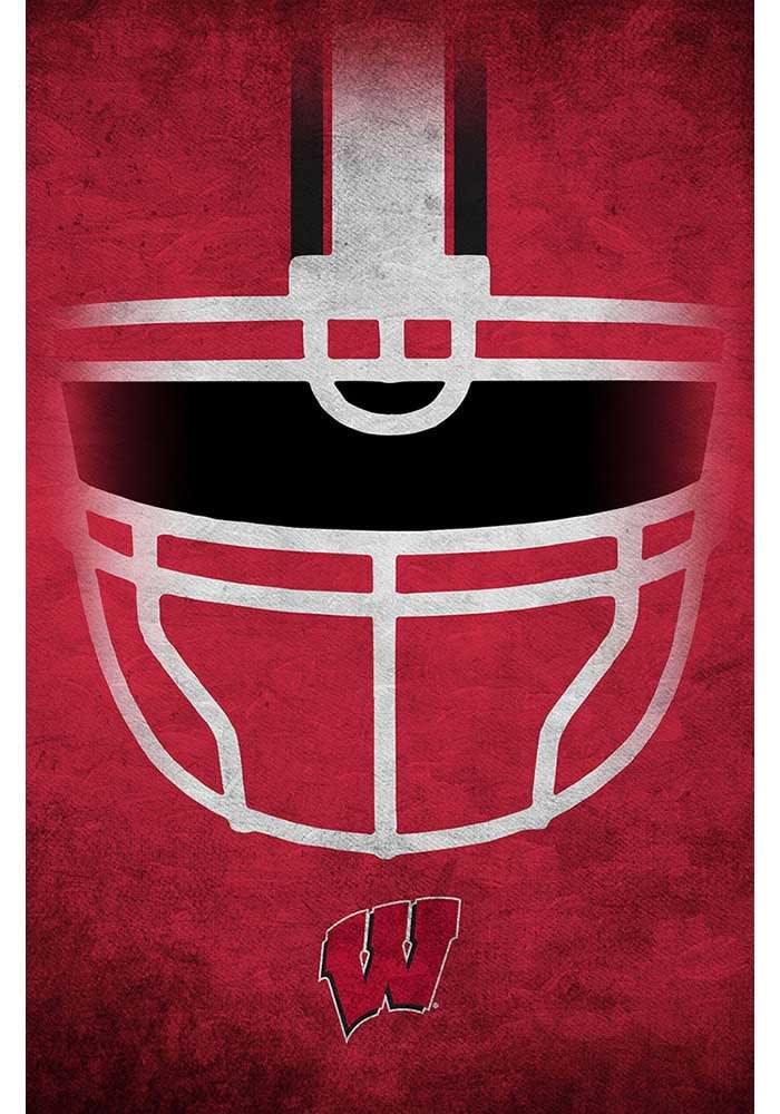 Wisconsin Badgers Red Ghost Helmet 17x26 Sign - 326214592