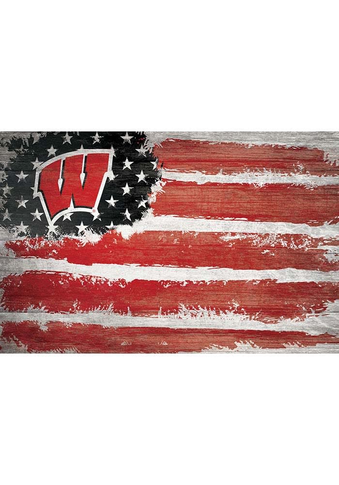Wisconsin Badgers Flag 17x26 Sign Red - 326214594