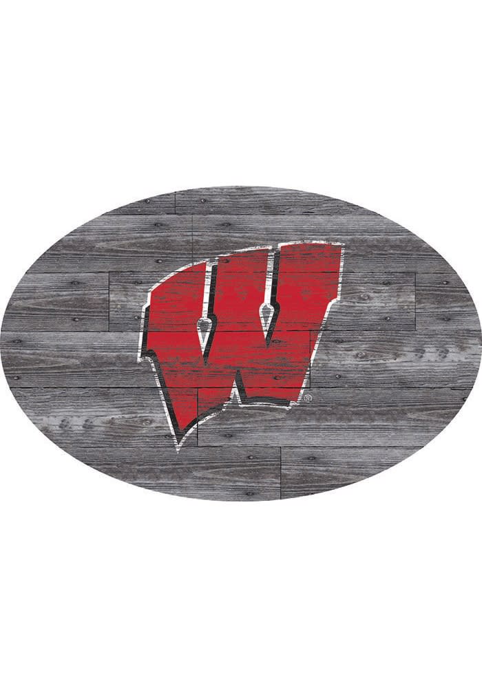 Wisconsin Badgers Red 46 Inch Distressed Wood Sign - 326214607