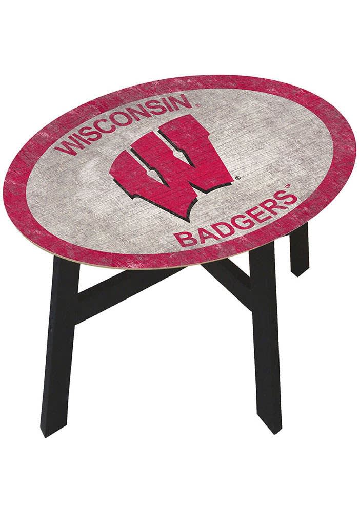 Wisconsin Badgers Red Distressed Side End Table - 326214612