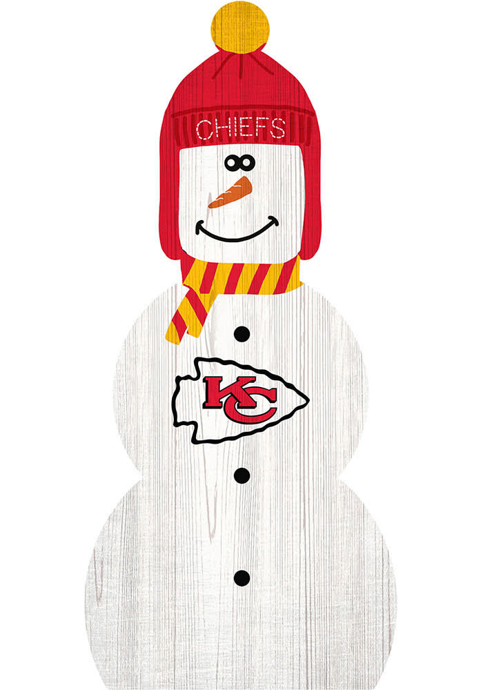 Kansas City Chiefs Snowman Leaner Sign Red - 326215256