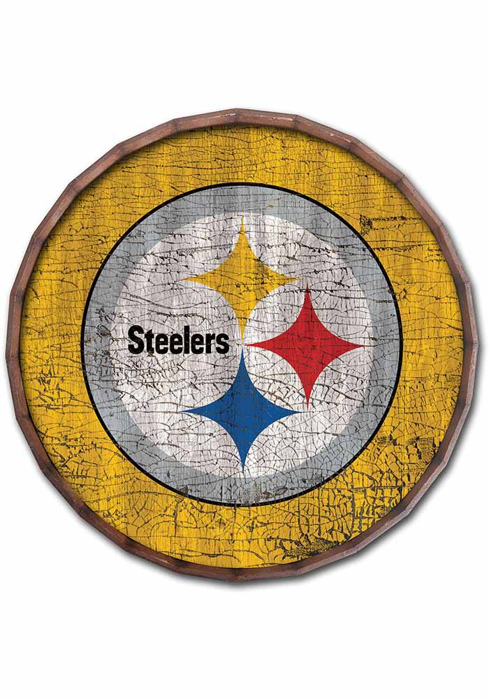 Pittsburgh Steelers Cracked Color 16in Barrel Top Sign BLACK - 326215414