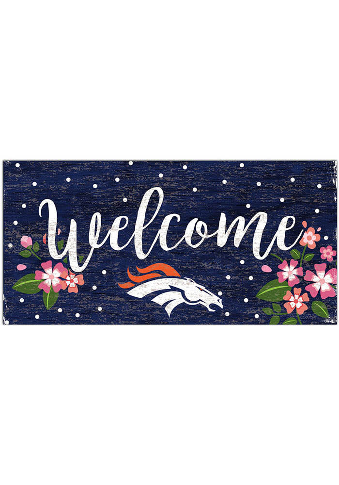 Denver Broncos Welcome Floral Sign NAVY - 326215543