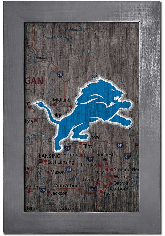 Detroit Lions City Map Sign BLUE - 326215848