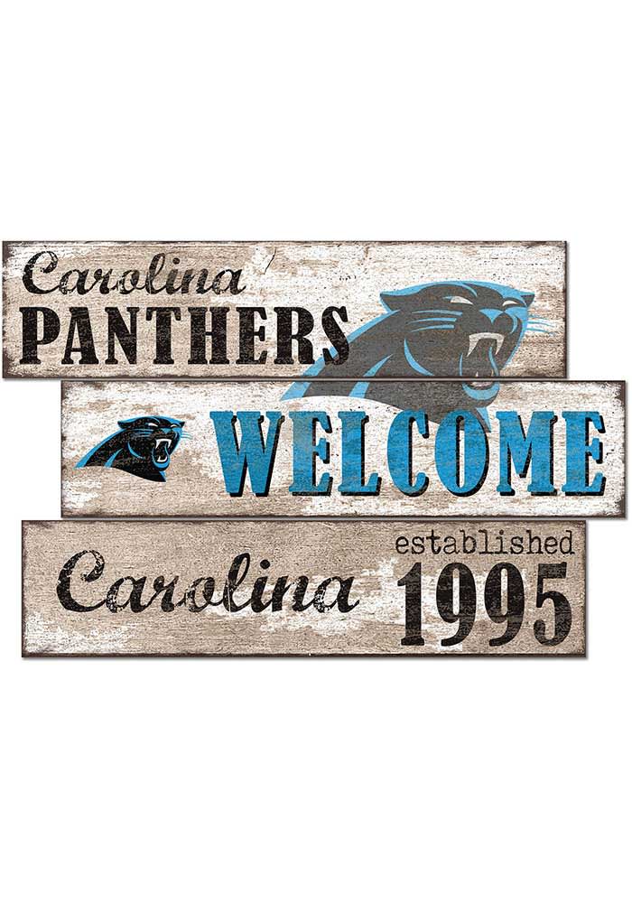 Carolina Panthers 3 Plank Welcome Sign Blue - 326216549