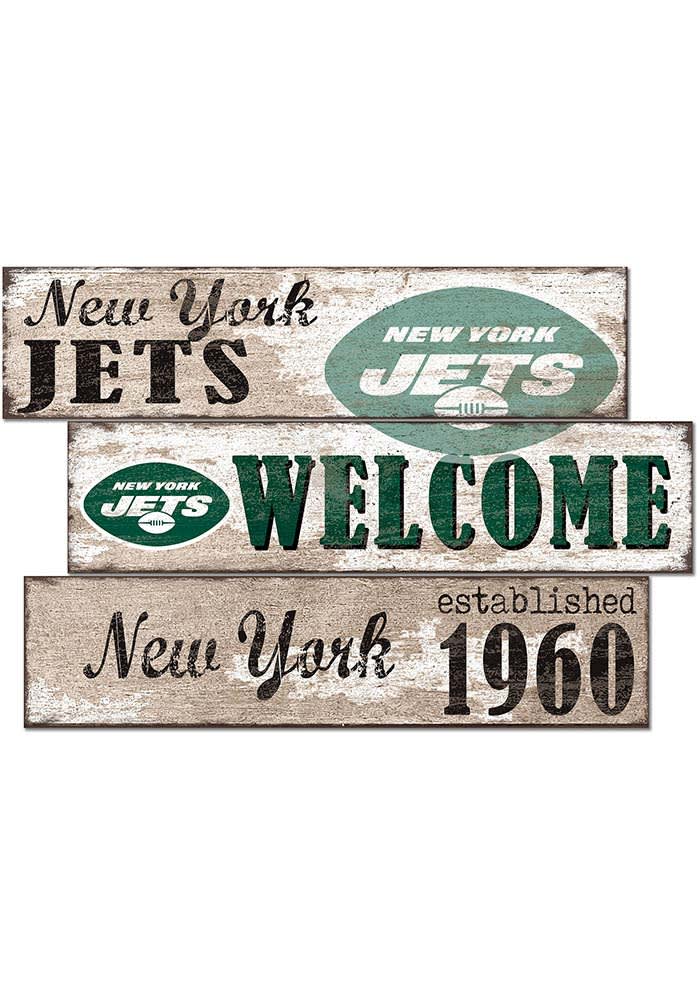 New York Jets 3 Plank Welcome Sign GREEN - 326216569