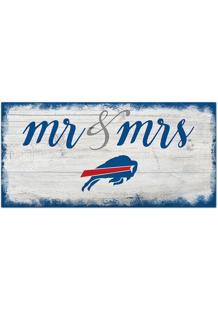 Buffalo Bills Script Mr and Mrs Sign Blue - 326217061