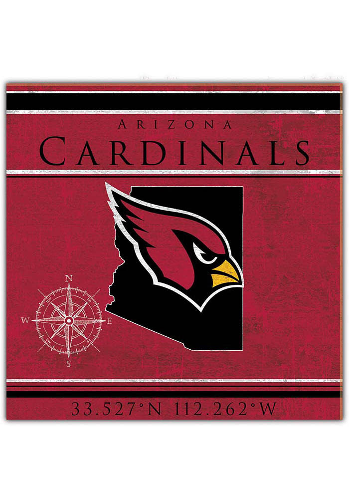 Arizona Cardinals Coordinates 10x10 Sign Red - 326217509