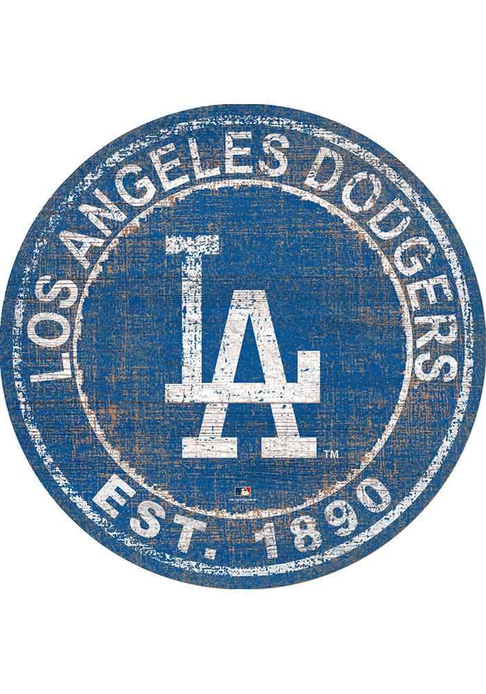 Los Angeles Dodgers Round Heritage Logo Sign Blue - 32621956