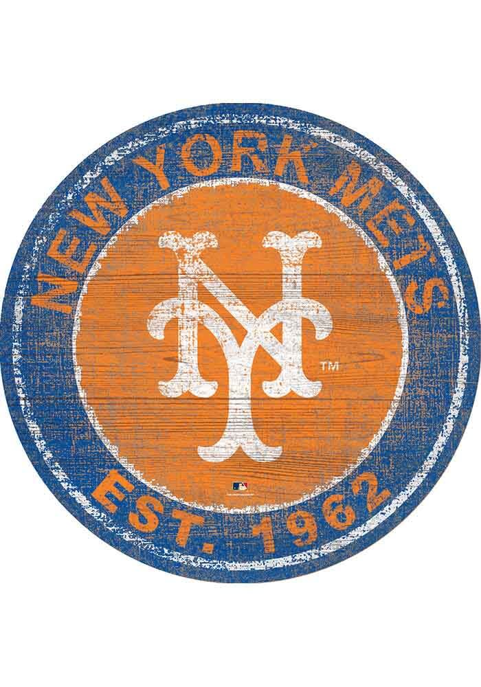 New York Mets Round Heritage Logo Sign Blue - 32621965