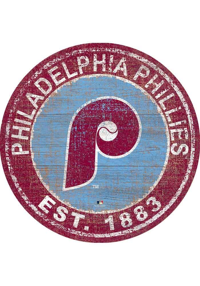 Philadelphia Phillies Round Heritage Logo Sign Red - 32621969