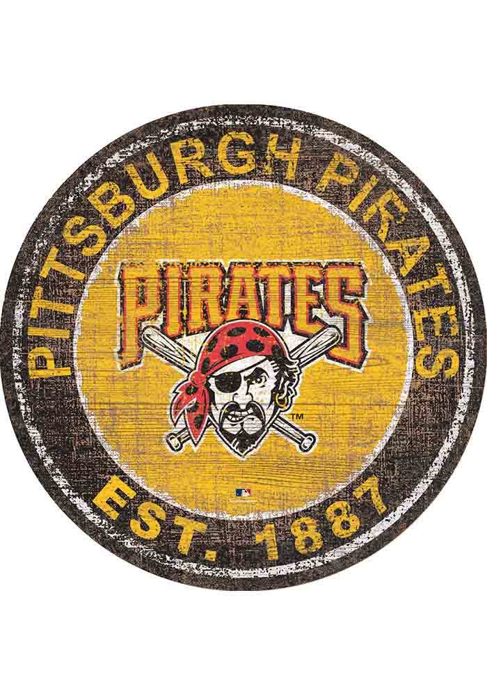 Pittsburgh Pirates Round Heritage Logo Sign BLACK - 32621970
