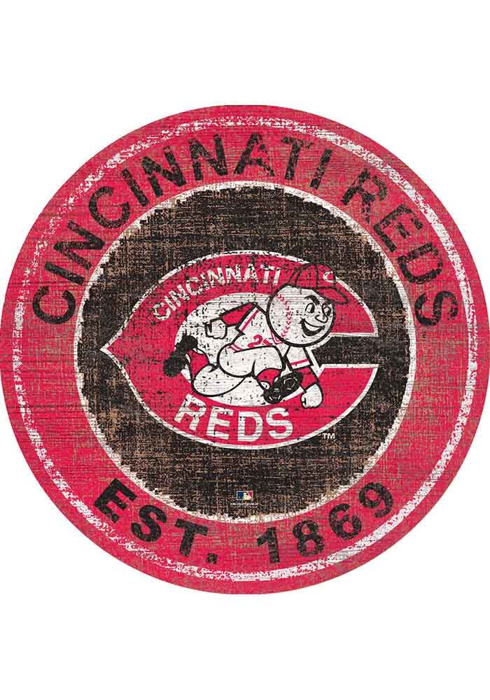 Cincinnati Reds Round Heritage Logo Sign Red - 32621974