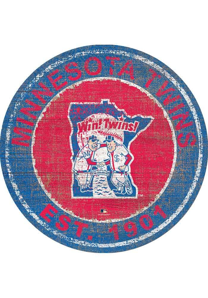 Minnesota Twins Round Heritage Logo Sign Blue - 32621977