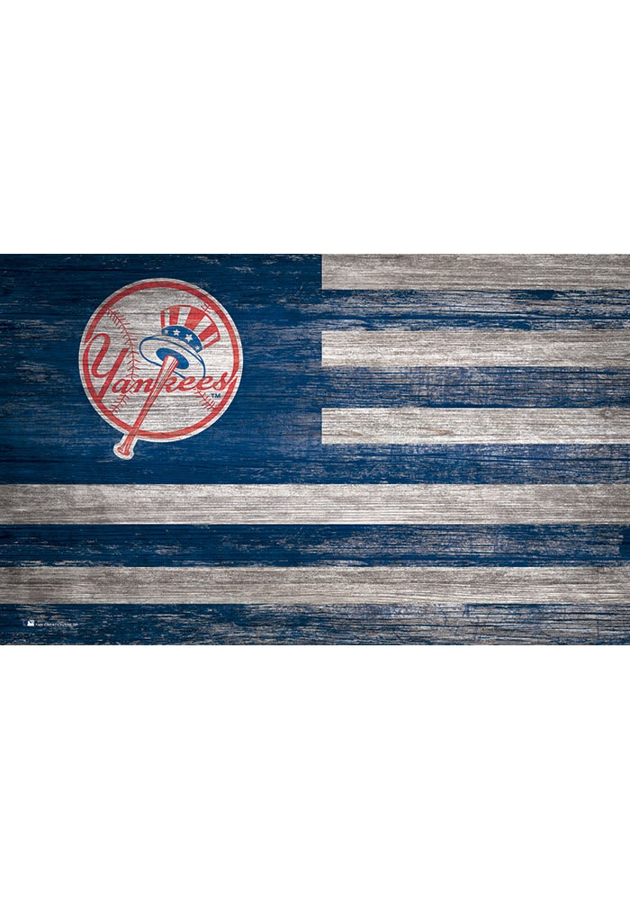 New York Yankees Distressed Flag 11x19 Sign BLUE - 32622072