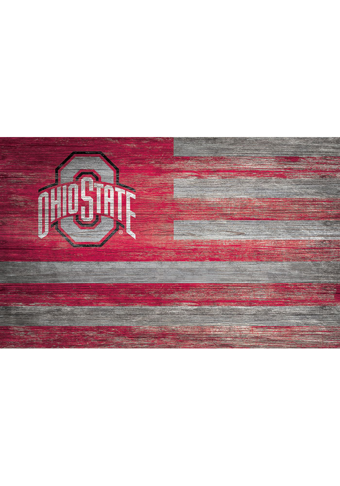 Ohio State Buckeyes Red Distressed Flag 11x19 Sign - 32622246
