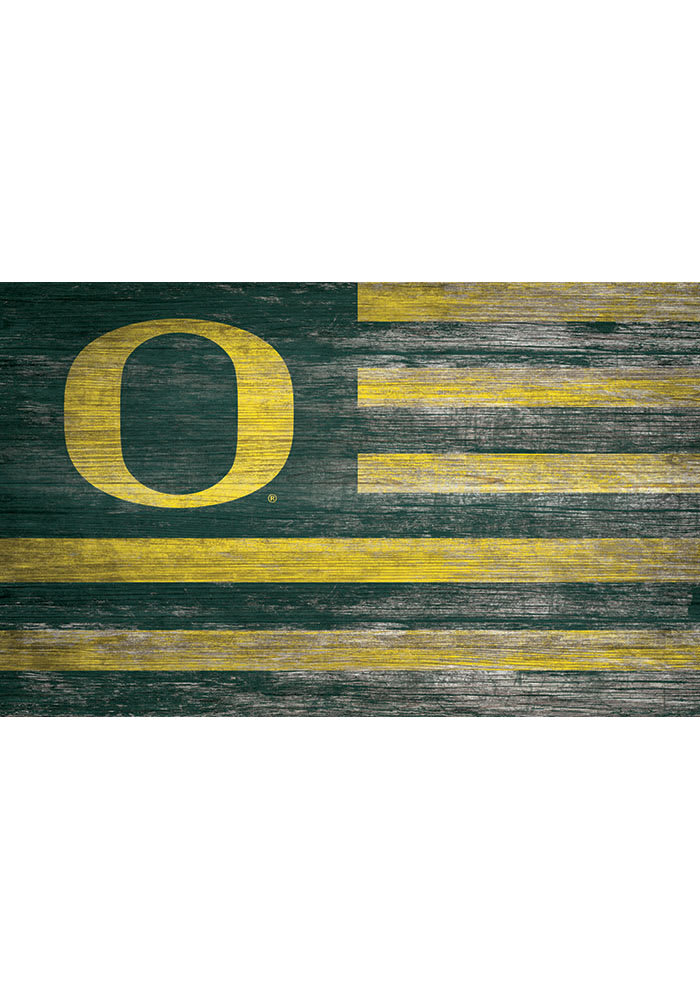 Oregon Ducks Distressed Flag 11x19 Sign GREEN - 32622345