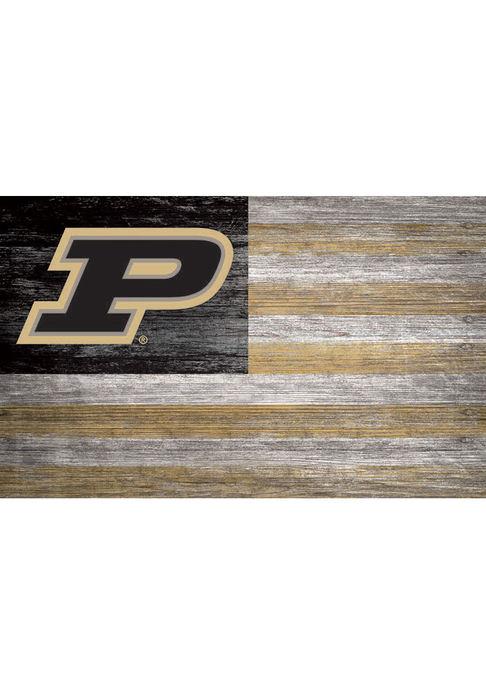 Purdue Boilermakers BLACK Distressed Flag 11x19 Sign - 32622579