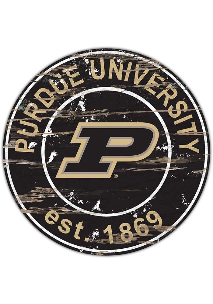 Purdue Boilermakers BLACK Established Date Circle 24 Inch Sign - 32622580