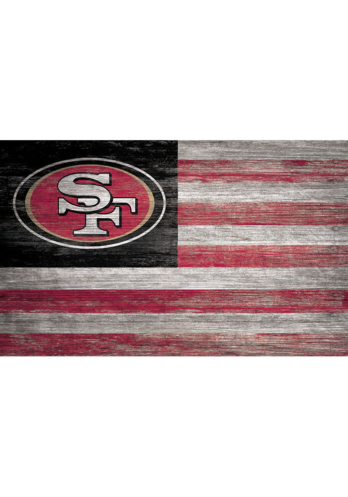 San Francisco 49ers Distressed Flag 11x19 Sign BLACK - 32622809