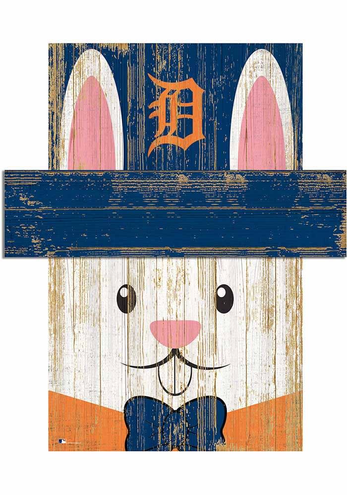 Detroit Tigers Easter Bunny Head Sign NAVY - 32622951