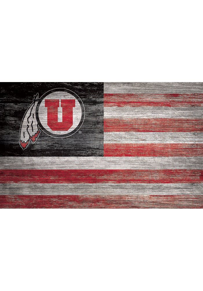Utah Utes Distressed Flag 11x19 Sign BLACK - 32623178